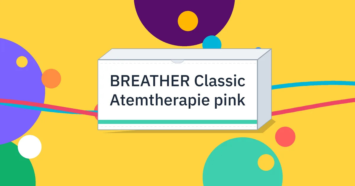 Symbolbild: Packung mit der Aufschrift BREATHER Classic Atemtherapie pink (PZN 17954028) – Verfügbarkeit und Bezug in Apotheken in Frankfurt am Main