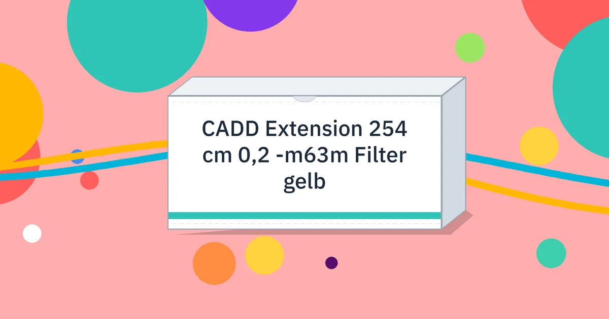Symbolbild: Packung mit der Aufschrift CADD Extension 254 cm 0,2 -m63m Filter gelb (PZN 11479425) – Verfügbarkeit und Bezug in Apotheken in Frankfurt am Main