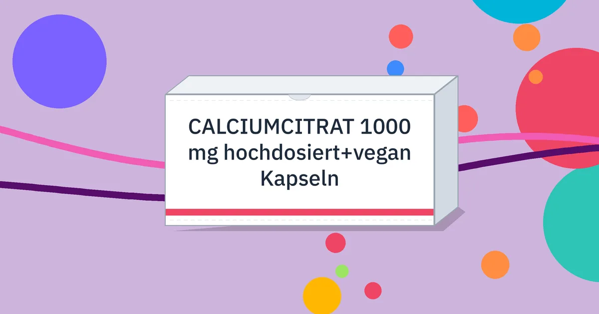 Symbolbild: Packung mit der Aufschrift CALCIUMCITRAT 1000 mg hochdosiert+vegan Kapseln (PZN 18818149) – Verfügbarkeit und Bezug in Apotheken in Frankfurt am Main