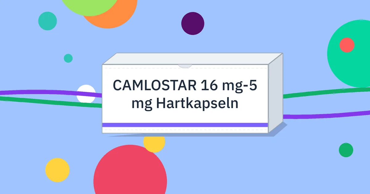 Symbolbild: Packung mit der Aufschrift CAMLOSTAR 16 mg-5 mg Hartkapseln (PZN 12540641) – Verfügbarkeit und Bezug in Apotheken in Frankfurt am Main