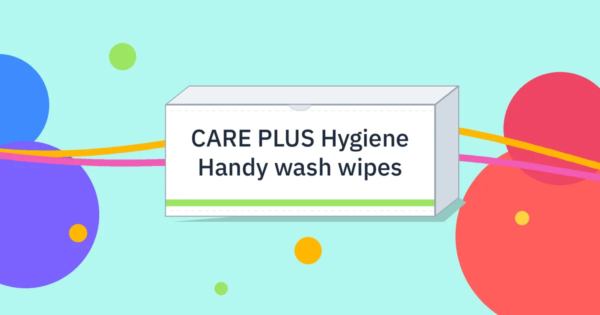 Symbolbild: Packung mit der Aufschrift CARE PLUS Hygiene Handy wash wipes (PZN 19174984) – Verfügbarkeit und Bezug in Apotheken in Frankfurt am Main