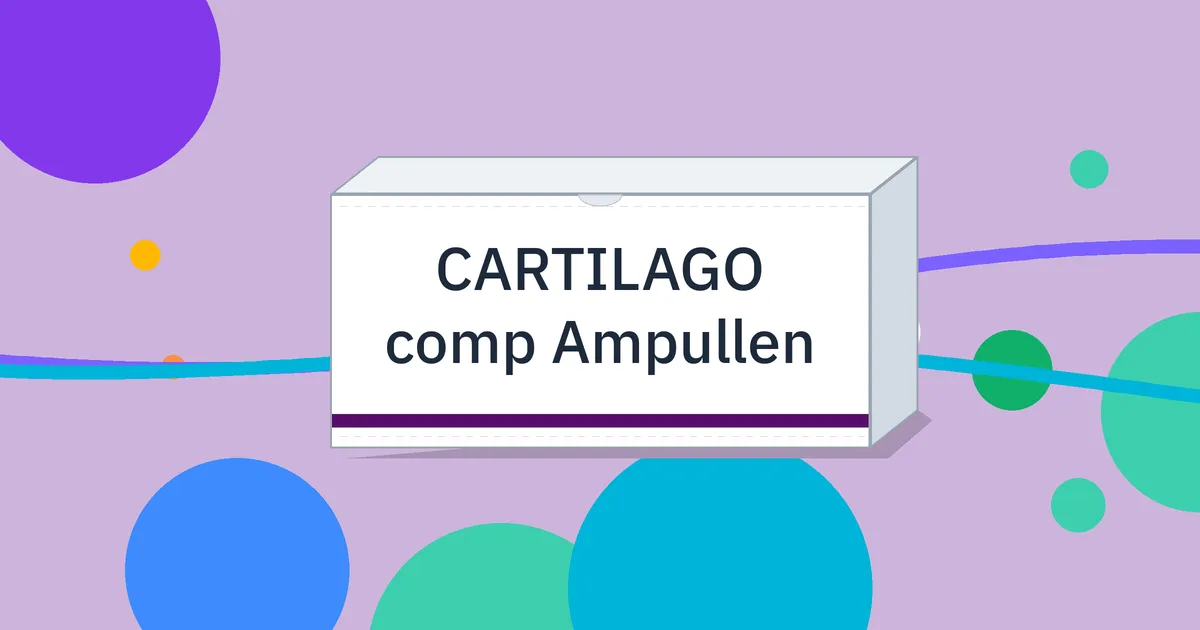 Symbolbild: Packung mit der Aufschrift CARTILAGO comp Ampullen (PZN 01751122) – Verfügbarkeit und Bezug in Apotheken in Frankfurt am Main