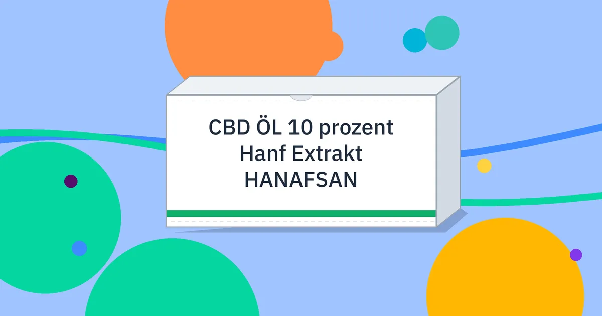 Symbolbild: Packung mit der Aufschrift CBD ÖL 10 prozent Hanf Extrakt HANAFSAN (PZN 16957852) – Verfügbarkeit und Bezug in Apotheken in Frankfurt am Main