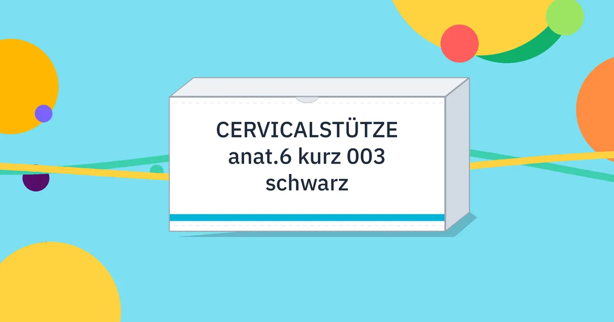 Symbolbild: Packung mit der Aufschrift CERVICALSTÜTZE anat.6 kurz 003 schwarz (PZN 10233254) – Verfügbarkeit und Bezug in Apotheken in Frankfurt am Main