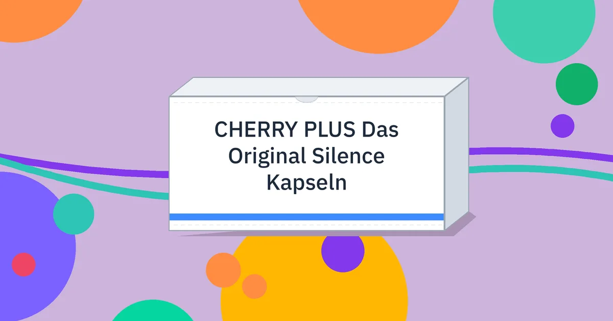 Symbolbild: Packung mit der Aufschrift CHERRY PLUS Das Original Silence Kapseln (PZN 13249942) – Verfügbarkeit und Bezug in Apotheken in Frankfurt am Main