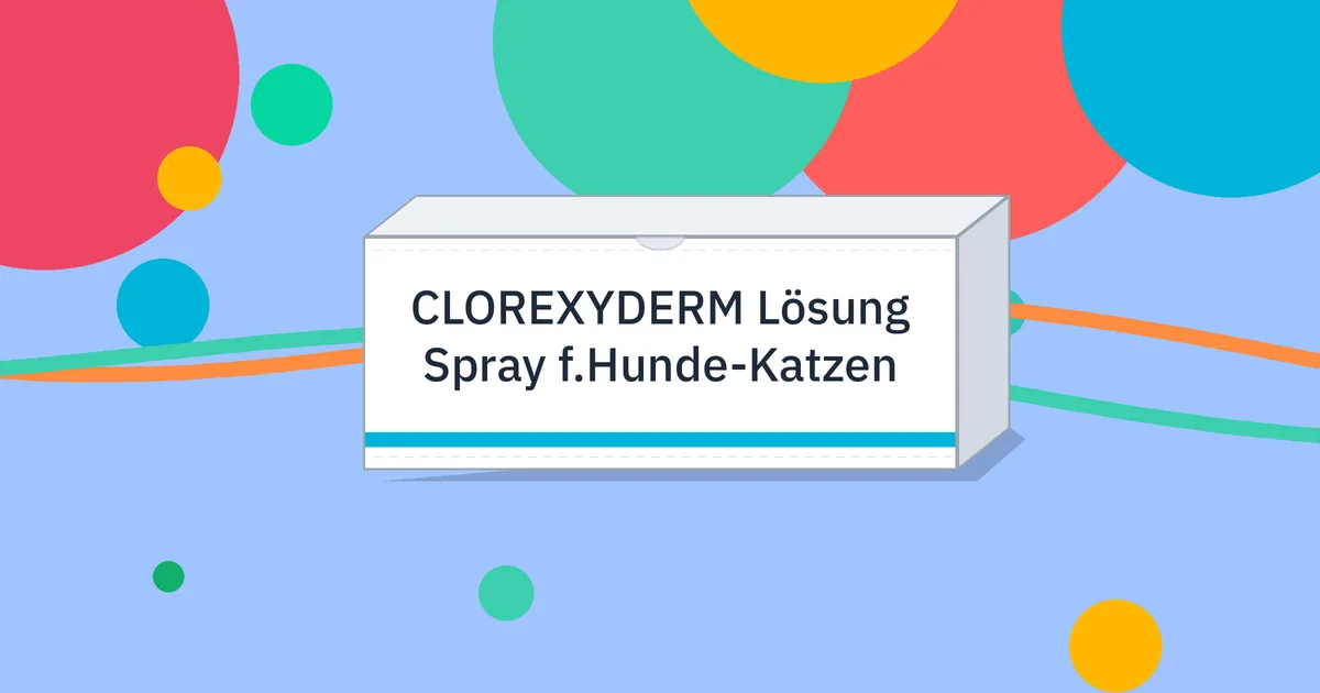 Symbolbild: Packung mit der Aufschrift CLOREXYDERM Lösung Spray f.Hunde-Katzen (PZN 18795052) – Verfügbarkeit und Bezug in Apotheken in Frankfurt am Main