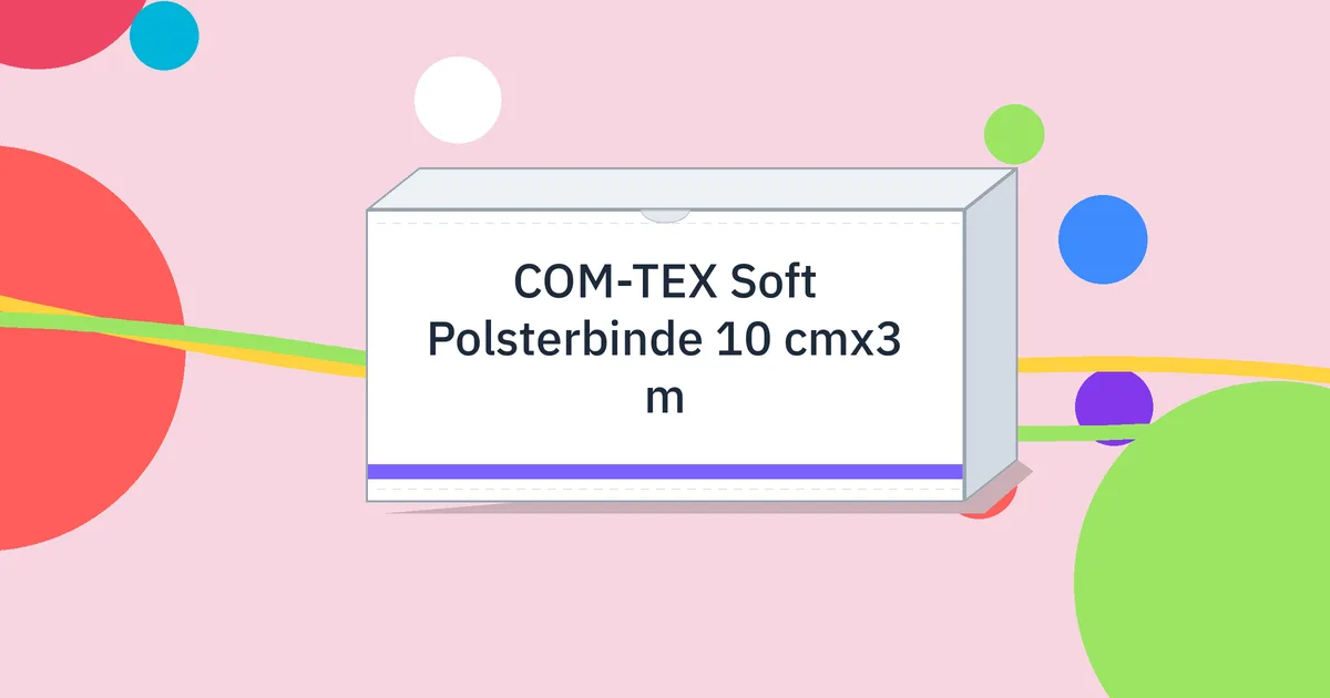 Symbolbild: Packung mit der Aufschrift COM-TEX Soft Polsterbinde 10 cmx3 m (PZN 04722894) – Verfügbarkeit und Bezug in Apotheken in Frankfurt am Main