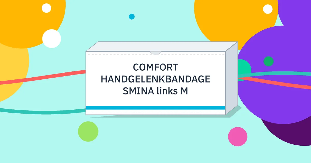 Symbolbild: Packung mit der Aufschrift COMFORT HANDGELENKBANDAGE SMINA links M (PZN 20162704) – Verfügbarkeit und Bezug in Apotheken in Frankfurt am Main