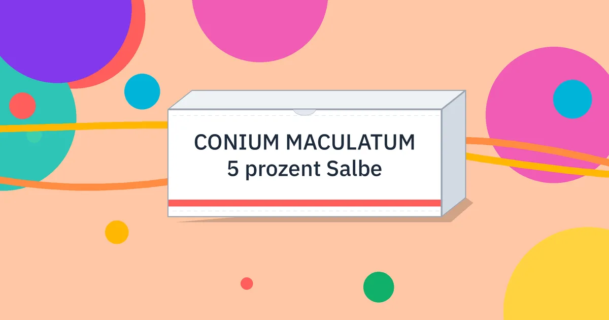 Symbolbild: Packung mit der Aufschrift CONIUM MACULATUM 5 prozent Salbe (PZN 01627830) – Verfügbarkeit und Bezug in Apotheken in Frankfurt am Main