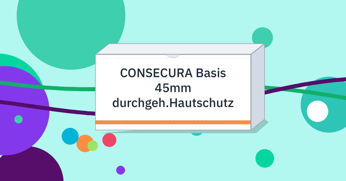 Symbolbild: Packung mit der Aufschrift CONSECURA Basis 45mm durchgeh.Hautschutz (PZN 00425886) – Verfügbarkeit und Bezug in Apotheken in Frankfurt am Main