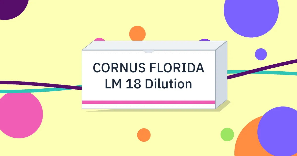 Symbolbild: Packung mit der Aufschrift CORNUS FLORIDA LM 18 Dilution (PZN 13452672) – Verfügbarkeit und Bezug in Apotheken in Frankfurt am Main