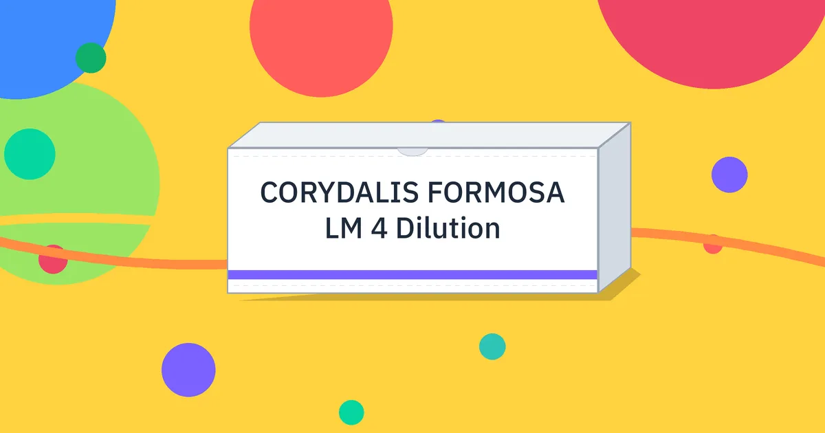 Symbolbild: Packung mit der Aufschrift CORYDALIS FORMOSA LM 4 Dilution (PZN 13453890) – Verfügbarkeit und Bezug in Apotheken in Frankfurt am Main