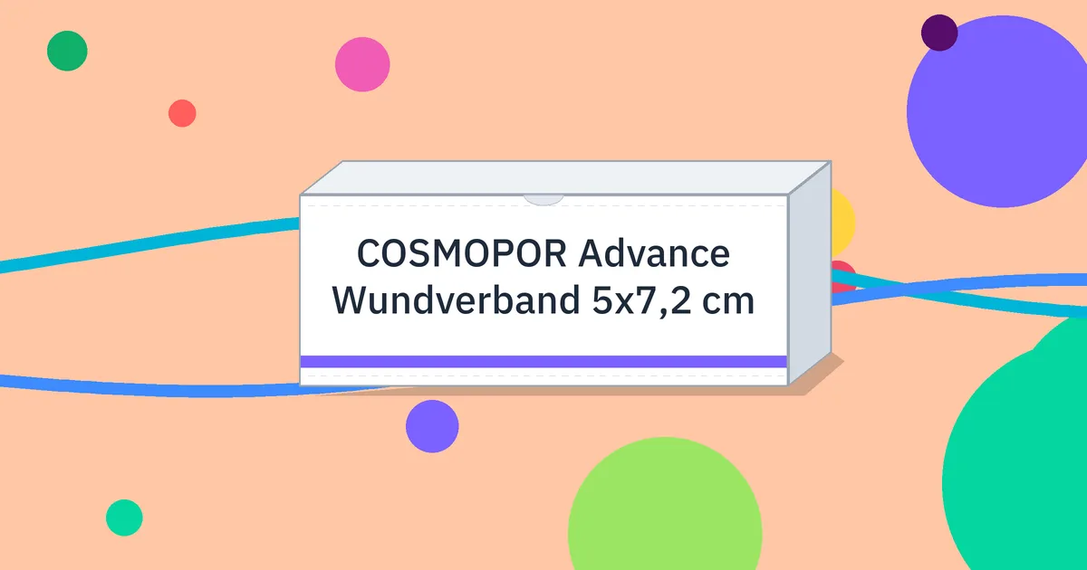 Symbolbild: Packung mit der Aufschrift COSMOPOR Advance Wundverband 5x7,2 cm (PZN 18744540) – Verfügbarkeit und Bezug in Apotheken in Frankfurt am Main