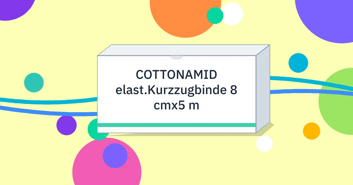 Symbolbild: Packung mit der Aufschrift COTTONAMID elast.Kurzzugbinde 8 cmx5 m (PZN 20364388) – Verfügbarkeit und Bezug in Apotheken in Frankfurt am Main