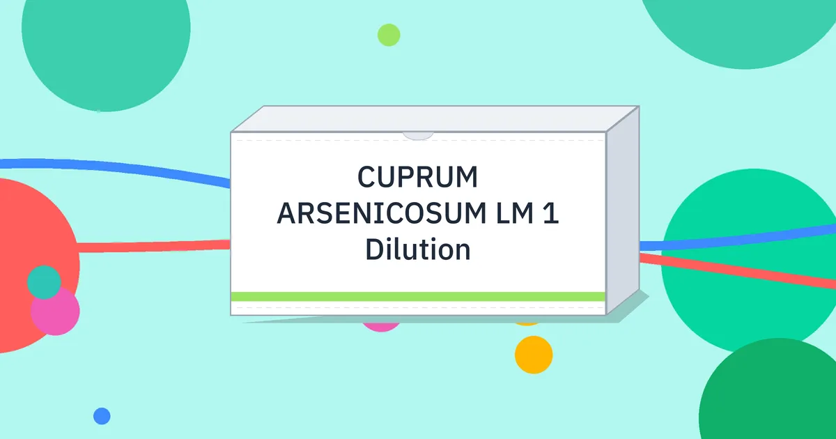 Symbolbild: Packung mit der Aufschrift CUPRUM ARSENICOSUM LM 1 Dilution (PZN 12837619) – Verfügbarkeit und Bezug in Apotheken in Frankfurt am Main