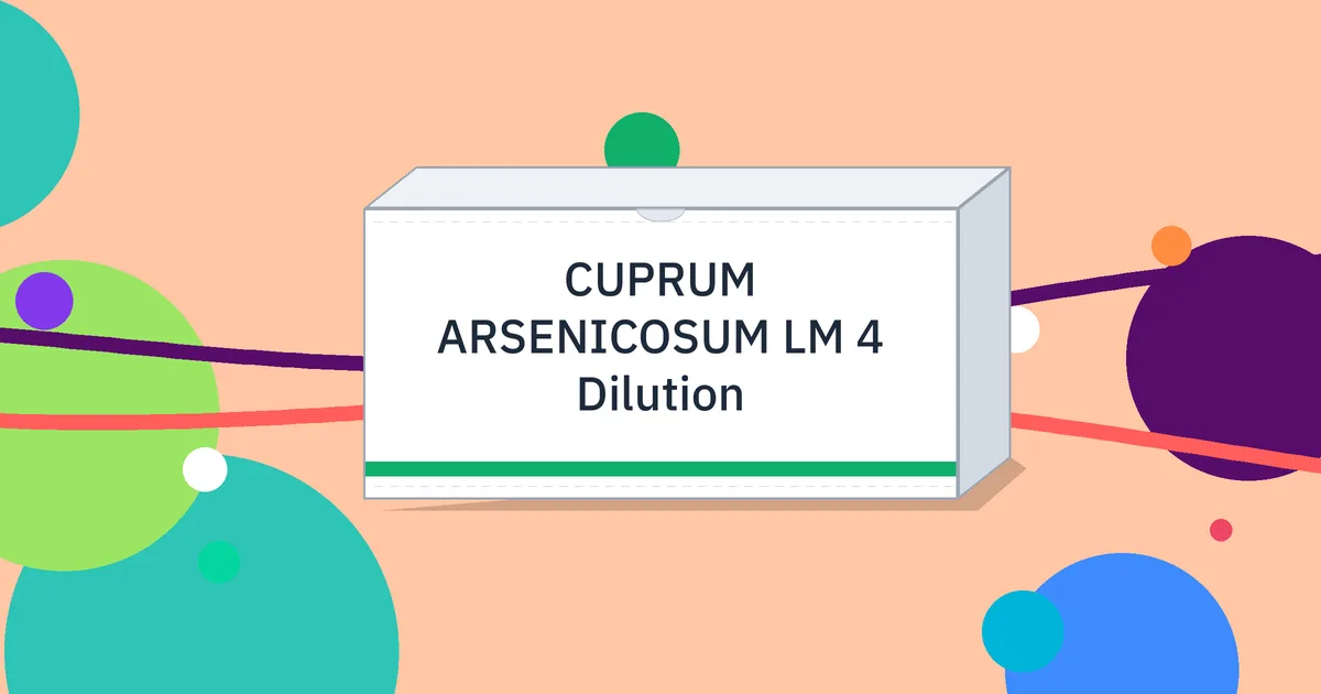 Symbolbild: Packung mit der Aufschrift CUPRUM ARSENICOSUM LM 4 Dilution (PZN 12837654) – Verfügbarkeit und Bezug in Apotheken in Frankfurt am Main