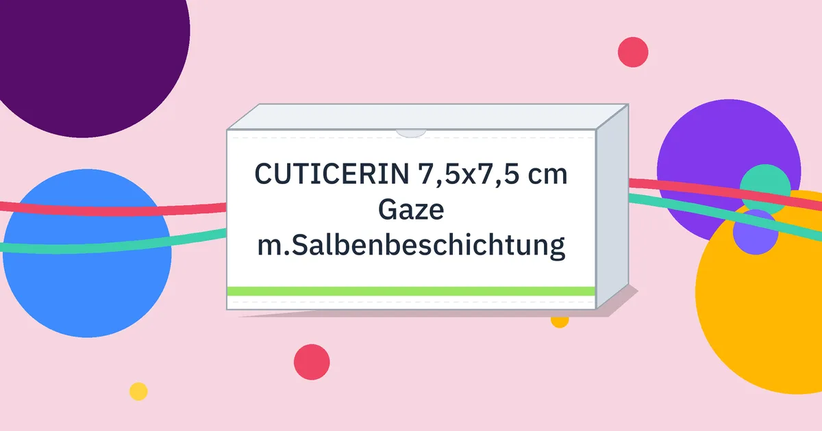 Symbolbild: Packung mit der Aufschrift CUTICERIN 7,5x7,5 cm Gaze m.Salbenbeschichtung (PZN 17831691) – Verfügbarkeit und Bezug in Apotheken in Frankfurt am Main