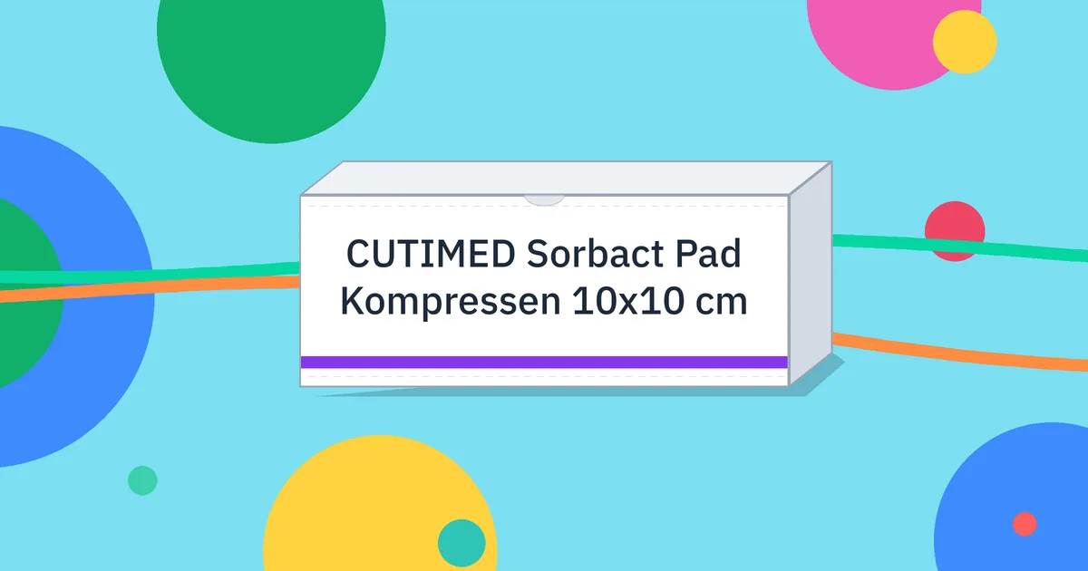 Symbolbild: Packung mit der Aufschrift CUTIMED Sorbact Pad Kompressen 10x10 cm (PZN 20846762) – Verfügbarkeit und Bezug in Apotheken in Frankfurt am Main