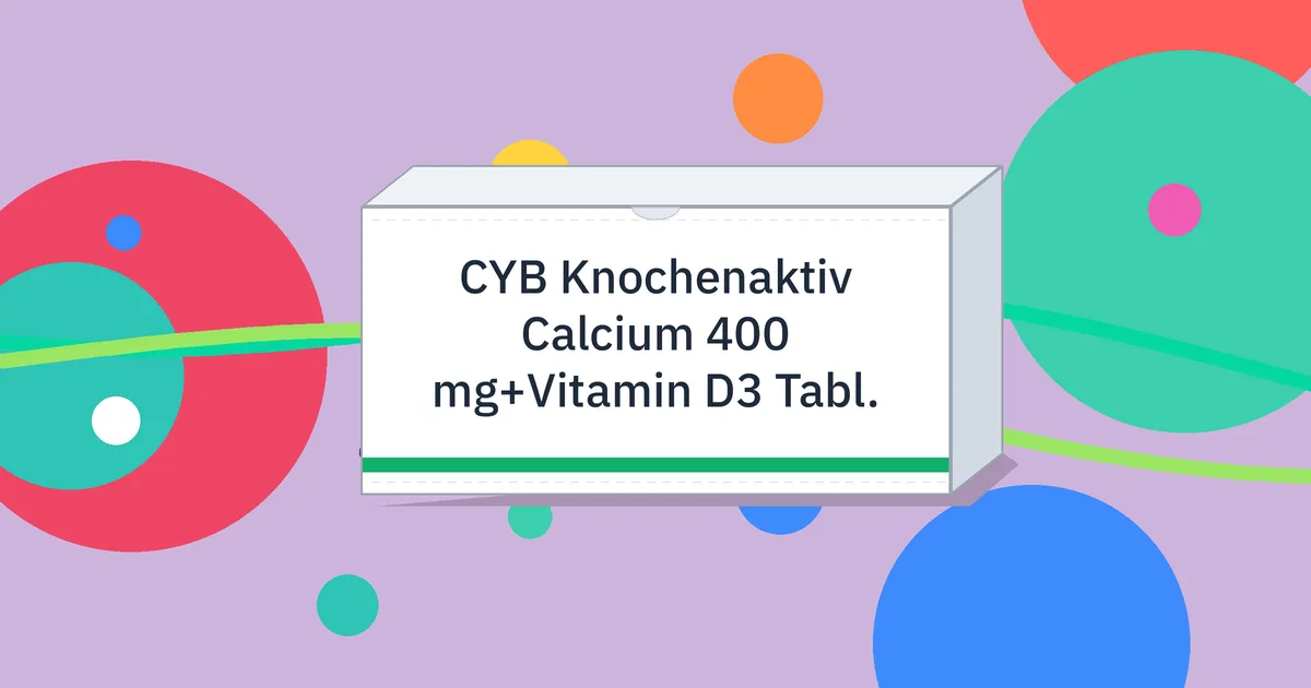 Symbolbild: Packung mit der Aufschrift CYB Knochenaktiv Calcium 400 mg+Vitamin D3 Tabl. (PZN 18492587) – Verfügbarkeit und Bezug in Apotheken in Frankfurt am Main