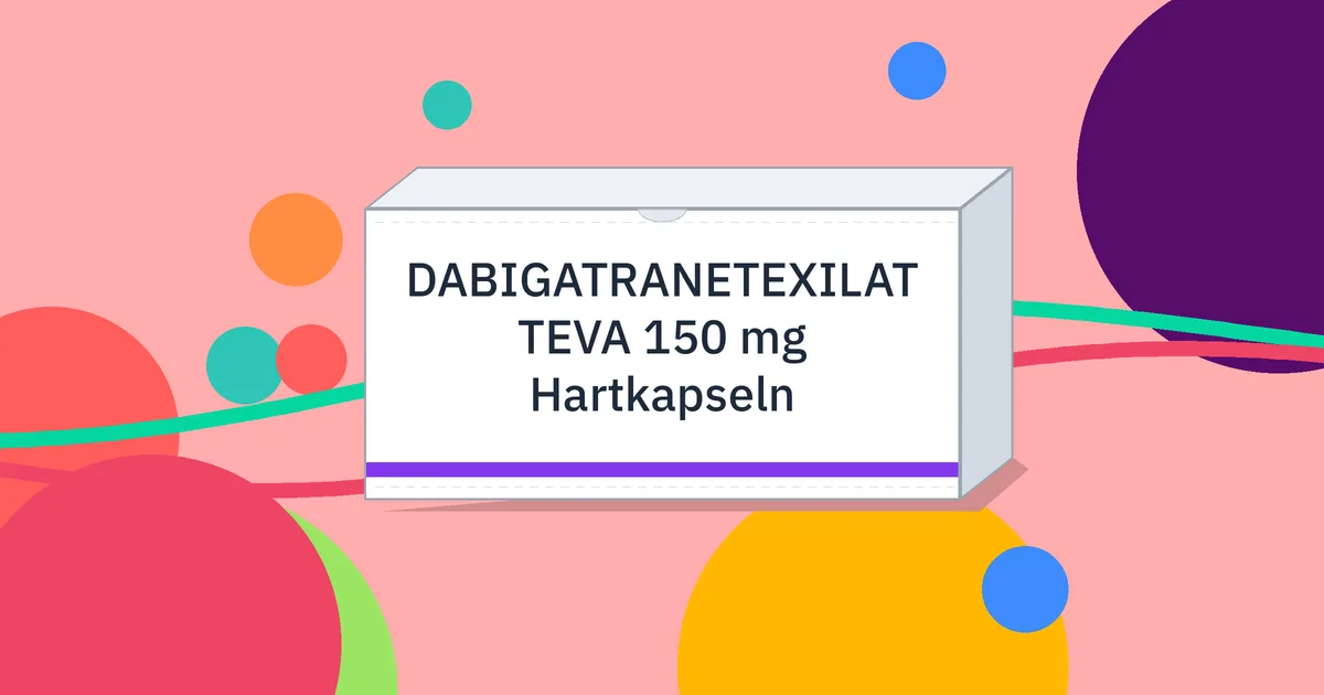 Symbolbild: Packung mit der Aufschrift DABIGATRANETEXILAT TEVA 150 mg Hartkapseln (PZN 19382665) – Verfügbarkeit und Bezug in Apotheken in Frankfurt am Main