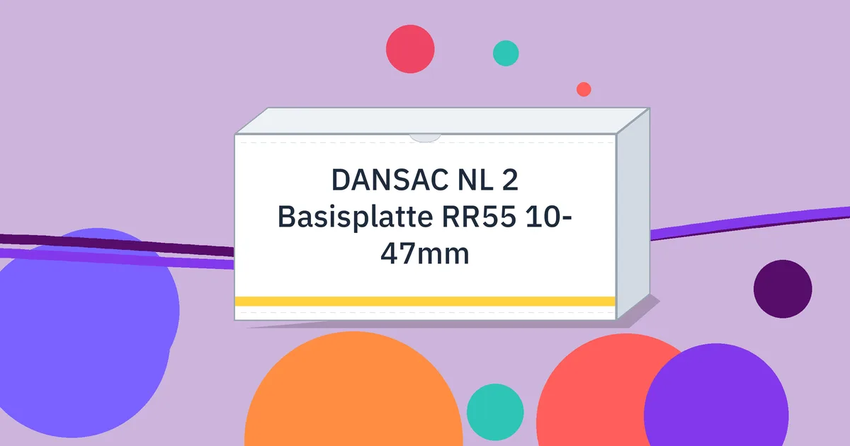 Symbolbild: Packung mit der Aufschrift DANSAC NL 2 Basisplatte RR55 10-47mm (PZN 06559369) – Verfügbarkeit und Bezug in Apotheken in Frankfurt am Main