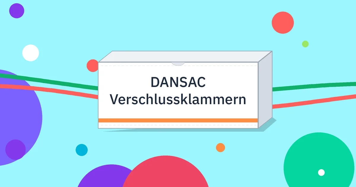 Symbolbild: Packung mit der Aufschrift DANSAC Verschlussklammern (PZN 06340553) – Verfügbarkeit und Bezug in Apotheken in Frankfurt am Main