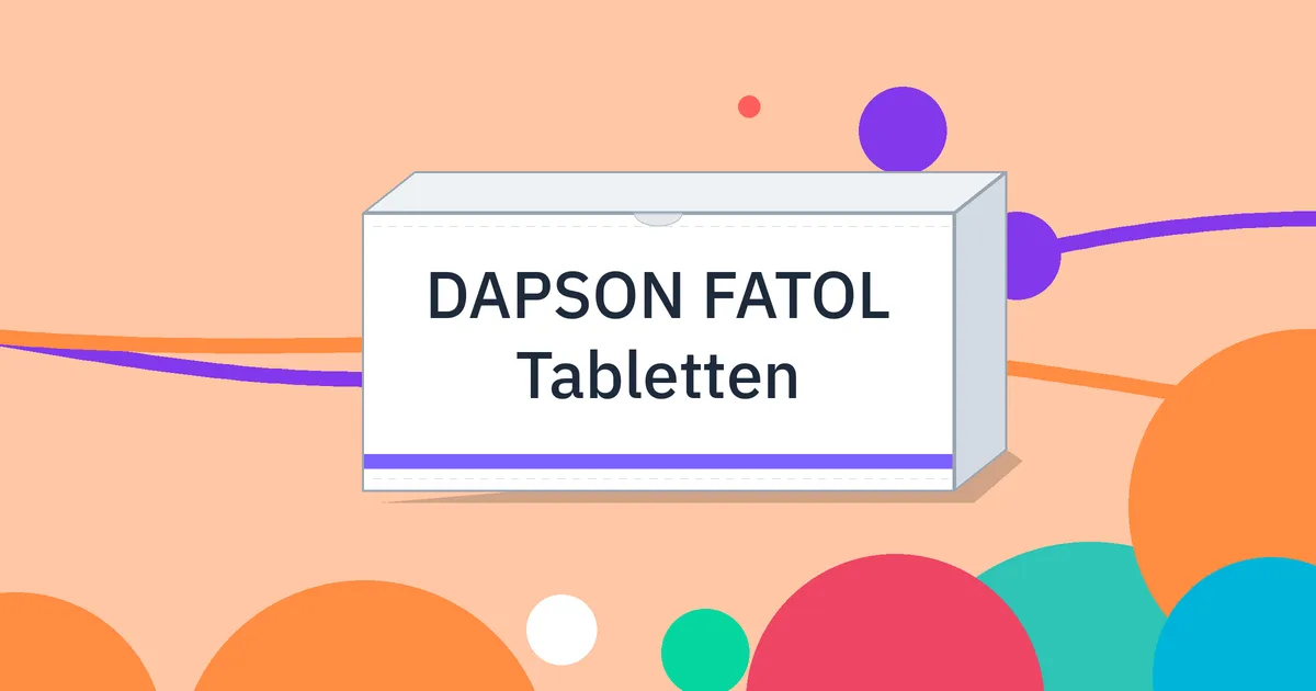Symbolbild: Packung mit der Aufschrift DAPSON FATOL Tabletten (PZN 04648672) – Verfügbarkeit und Bezug in Apotheken in Frankfurt am Main