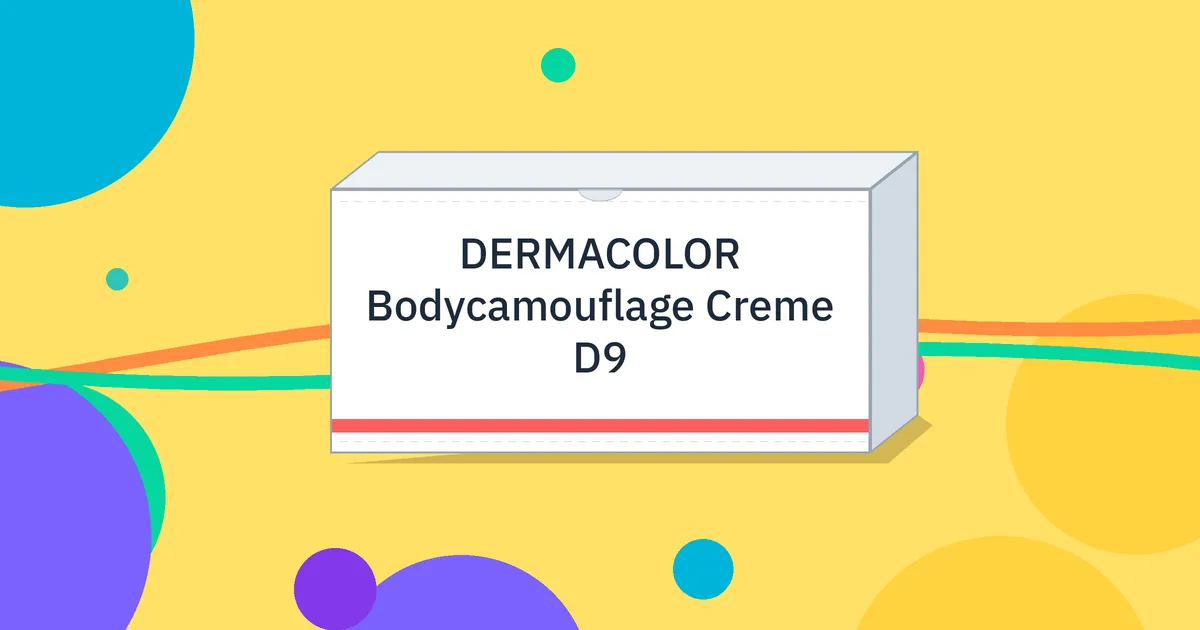 Symbolbild: Packung mit der Aufschrift DERMACOLOR Bodycamouflage Creme D9 (PZN 15818427) – Verfügbarkeit und Bezug in Apotheken in Frankfurt am Main