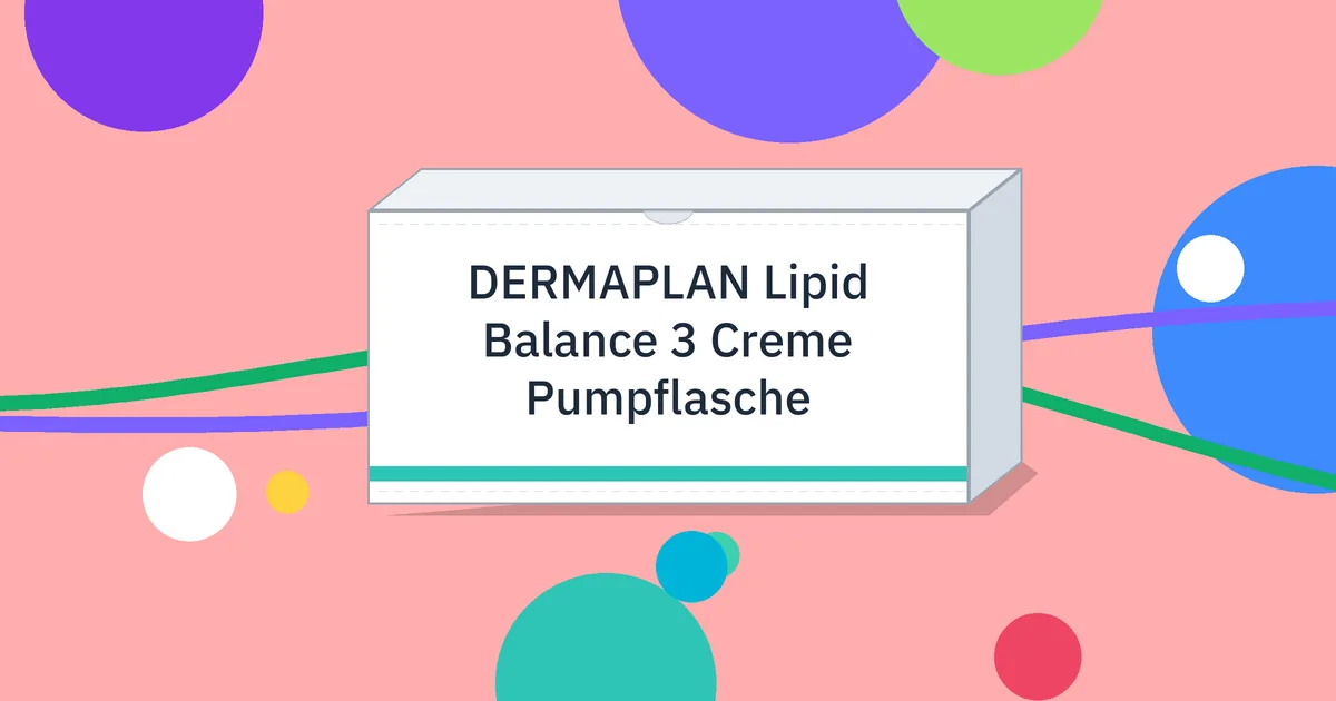 Symbolbild: Packung mit der Aufschrift DERMAPLAN Lipid Balance 3 Creme Pumpflasche (PZN 03440751) – Verfügbarkeit und Bezug in Apotheken in Frankfurt am Main