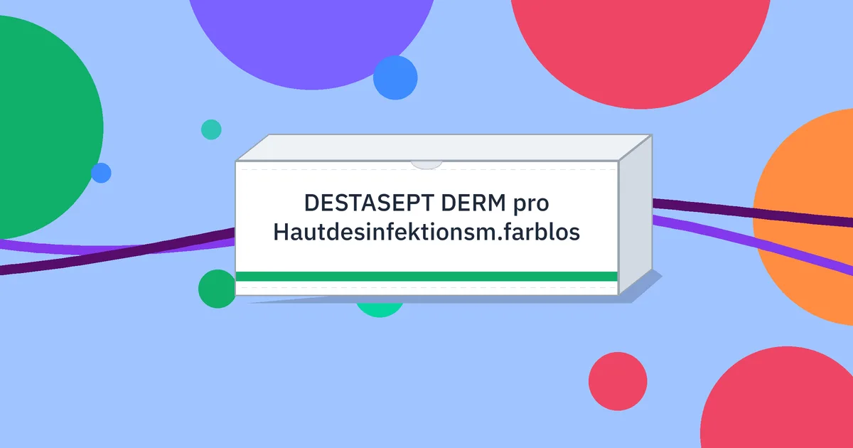 Symbolbild: Packung mit der Aufschrift DESTASEPT DERM pro Hautdesinfektionsm.farblos (PZN 10088852) – Verfügbarkeit und Bezug in Apotheken in Frankfurt am Main