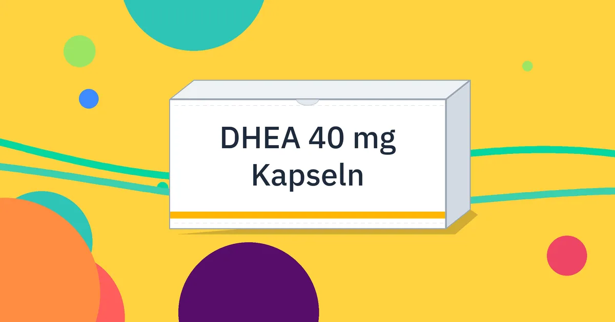 Symbolbild: Packung mit der Aufschrift DHEA 40 mg Kapseln (PZN 18682767) – Verfügbarkeit und Bezug in Apotheken in Frankfurt am Main