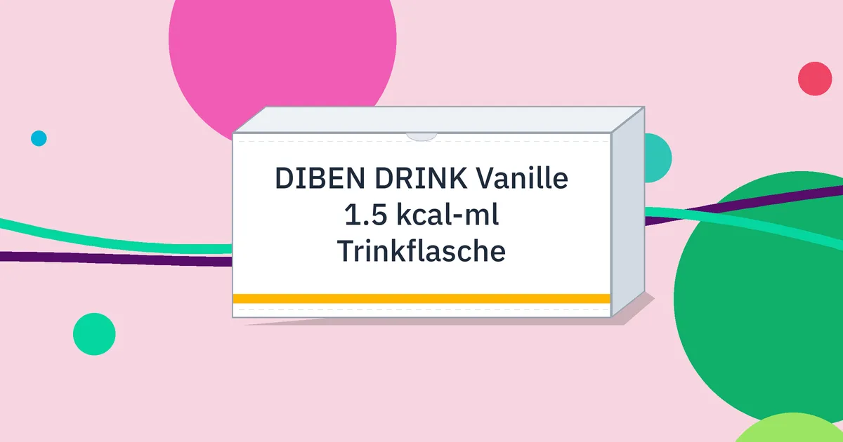Symbolbild: Packung mit der Aufschrift DIBEN DRINK Vanille 1.5 kcal-ml Trinkflasche (PZN 16746776) – Verfügbarkeit und Bezug in Apotheken in Frankfurt am Main