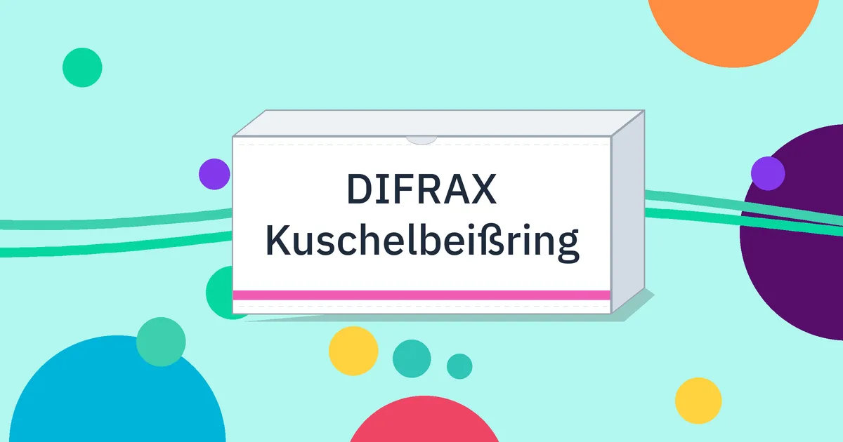 Symbolbild: Packung mit der Aufschrift DIFRAX Kuschelbeißring (PZN 12518854) – Verfügbarkeit und Bezug in Apotheken in Frankfurt am Main