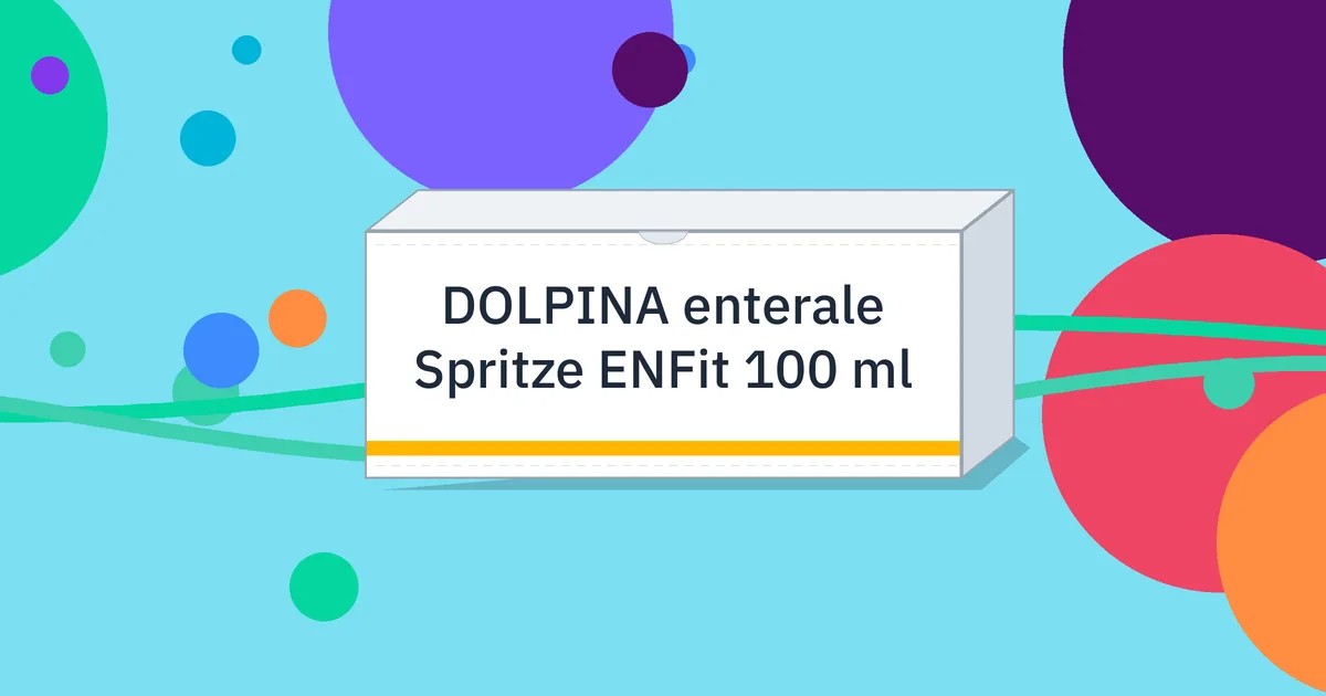 Symbolbild: Packung mit der Aufschrift DOLPINA enterale Spritze ENFit 100 ml (PZN 15784651) – Verfügbarkeit und Bezug in Apotheken in Frankfurt am Main