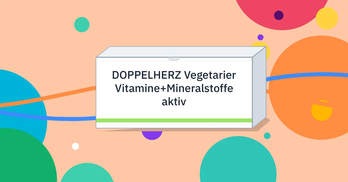 Symbolbild: Packung mit der Aufschrift DOPPELHERZ Vegetarier Vitamine+Mineralstoffe aktiv (PZN 10177082) – Verfügbarkeit und Bezug in Apotheken in Frankfurt am Main
