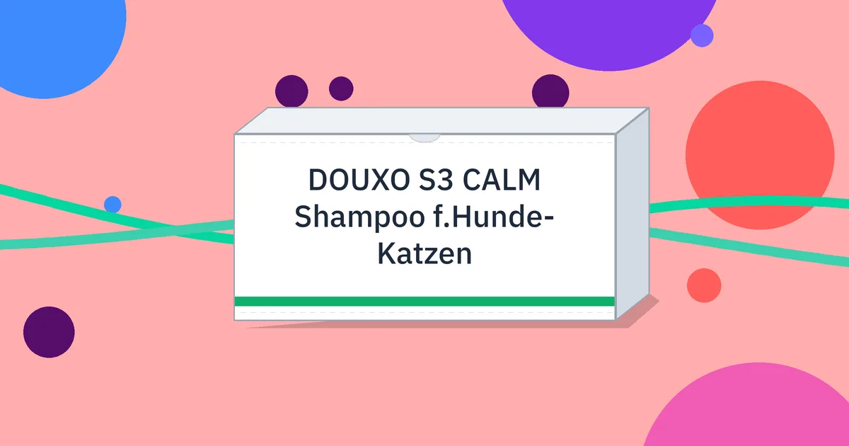 Symbolbild: Packung mit der Aufschrift DOUXO S3 CALM Shampoo f.Hunde-Katzen (PZN 17826201) – Verfügbarkeit und Bezug in Apotheken in Frankfurt am Main