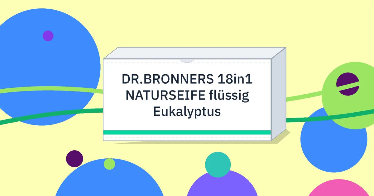 Symbolbild: Packung mit der Aufschrift DR.BRONNERS 18in1 NATURSEIFE flüssig Eukalyptus (PZN 19241367) – Verfügbarkeit und Bezug in Apotheken in Frankfurt am Main