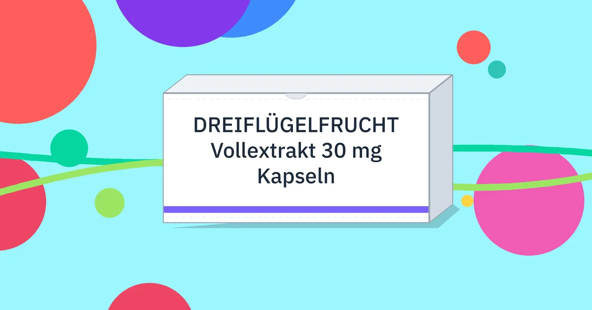 Symbolbild: Packung mit der Aufschrift DREIFLÜGELFRUCHT Vollextrakt 30 mg Kapseln (PZN 11545240) – Verfügbarkeit und Bezug in Apotheken in Frankfurt am Main