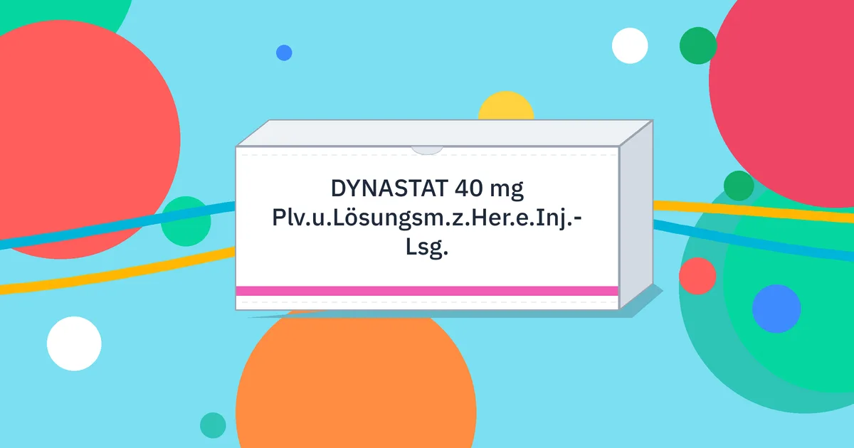Symbolbild: Packung mit der Aufschrift DYNASTAT 40 mg Plv.u.Lösungsm.z.Her.e.Inj.-Lsg. (PZN 04705602) – Verfügbarkeit und Bezug in Apotheken in Frankfurt am Main