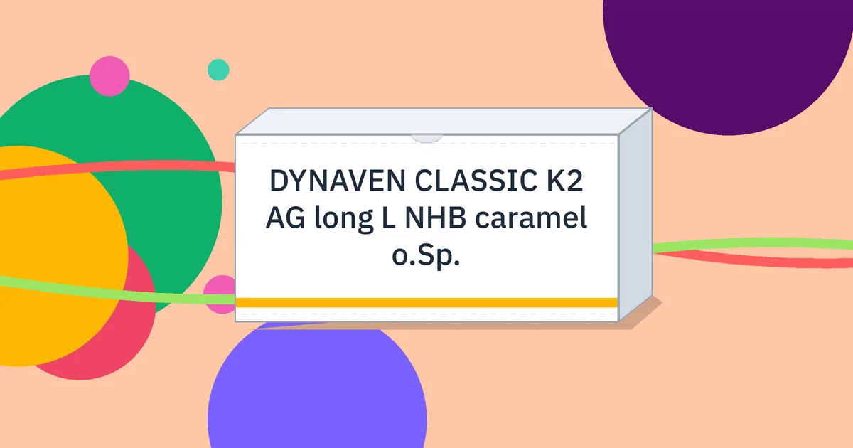 Symbolbild: Packung mit der Aufschrift DYNAVEN CLASSIC K2 AG long L NHB caramel o.Sp. (PZN 18418450) – Verfügbarkeit und Bezug in Apotheken in Frankfurt am Main