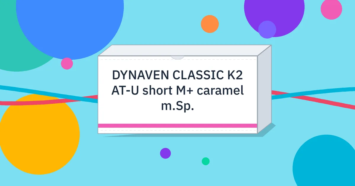 Symbolbild: Packung mit der Aufschrift DYNAVEN CLASSIC K2 AT-U short M+ caramel m.Sp. (PZN 18419998) – Verfügbarkeit und Bezug in Apotheken in Frankfurt am Main