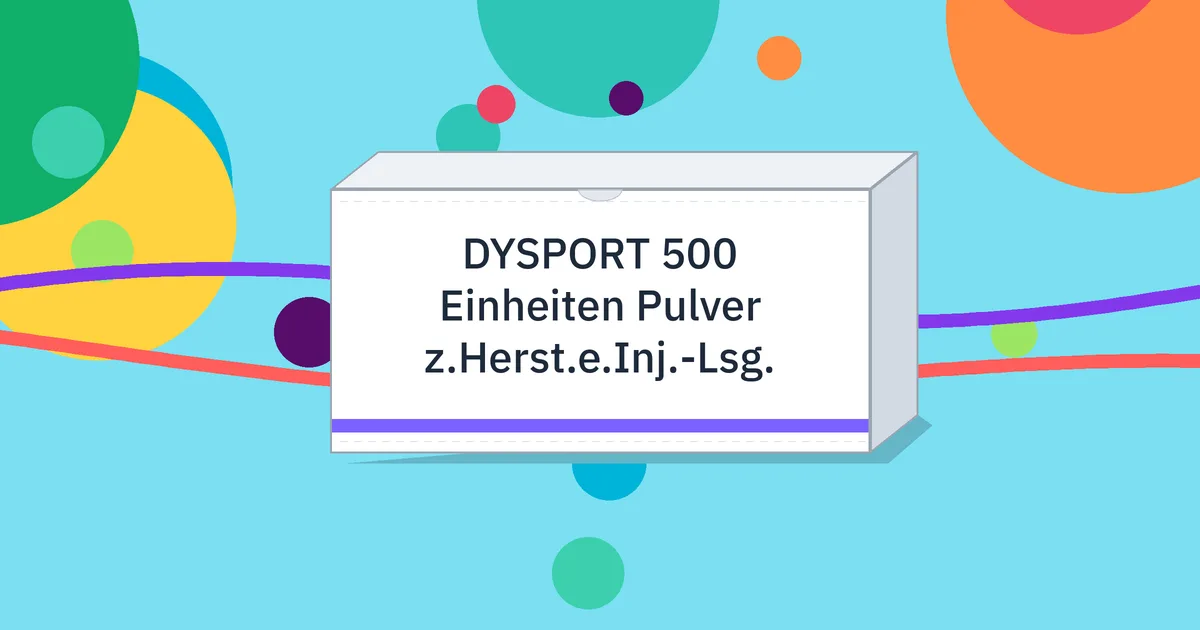 Symbolbild: Packung mit der Aufschrift DYSPORT 500 Einheiten Pulver z.Herst.e.Inj.-Lsg. (PZN 07546995) – Verfügbarkeit und Bezug in Apotheken in Frankfurt am Main
