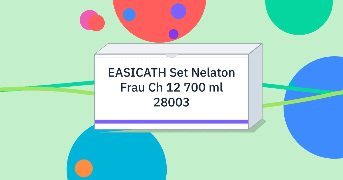 Symbolbild: Packung mit der Aufschrift EASICATH Set Nelaton Frau Ch 12 700 ml 28003 (PZN 00599273) – Verfügbarkeit und Bezug in Apotheken in Frankfurt am Main