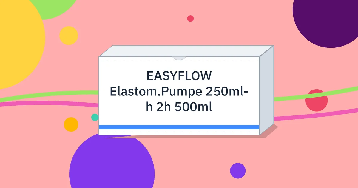 Symbolbild: Packung mit der Aufschrift EASYFLOW Elastom.Pumpe 250ml-h 2h 500ml (PZN 18095478) – Verfügbarkeit und Bezug in Apotheken in Frankfurt am Main