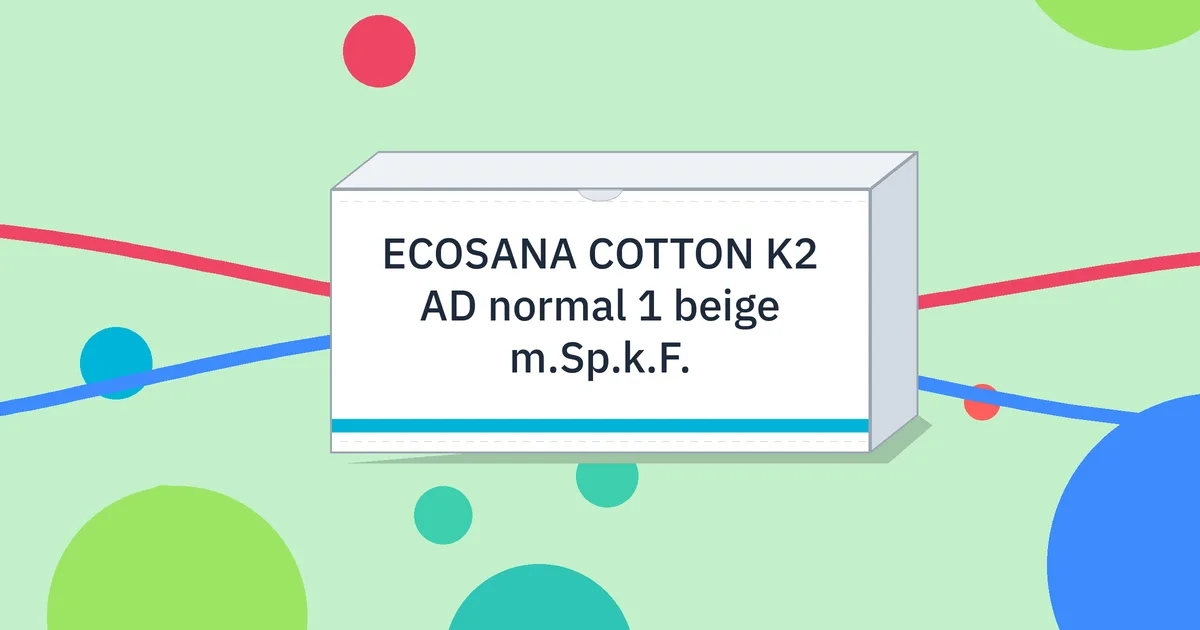 Symbolbild: Packung mit der Aufschrift ECOSANA COTTON K2 AD normal 1 beige m.Sp.k.F. (PZN 16947144) – Verfügbarkeit und Bezug in Apotheken in Frankfurt am Main