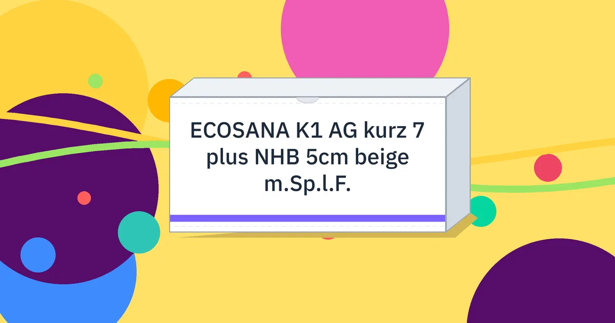 Symbolbild: Packung mit der Aufschrift ECOSANA K1 AG kurz 7 plus NHB 5cm beige m.Sp.l.F. (PZN 04730824) – Verfügbarkeit und Bezug in Apotheken in Frankfurt am Main