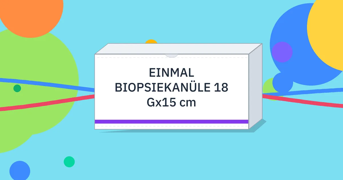 Symbolbild: Packung mit der Aufschrift EINMAL BIOPSIEKANÜLE 18 Gx15 cm (PZN 13585255) – Verfügbarkeit und Bezug in Apotheken in Frankfurt am Main
