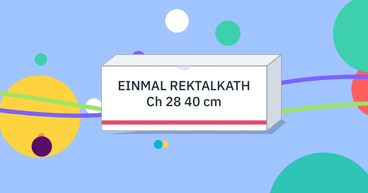 Symbolbild: Packung mit der Aufschrift EINMAL REKTALKATH Ch 28 40 cm (PZN 04476202) – Verfügbarkeit und Bezug in Apotheken in Frankfurt am Main