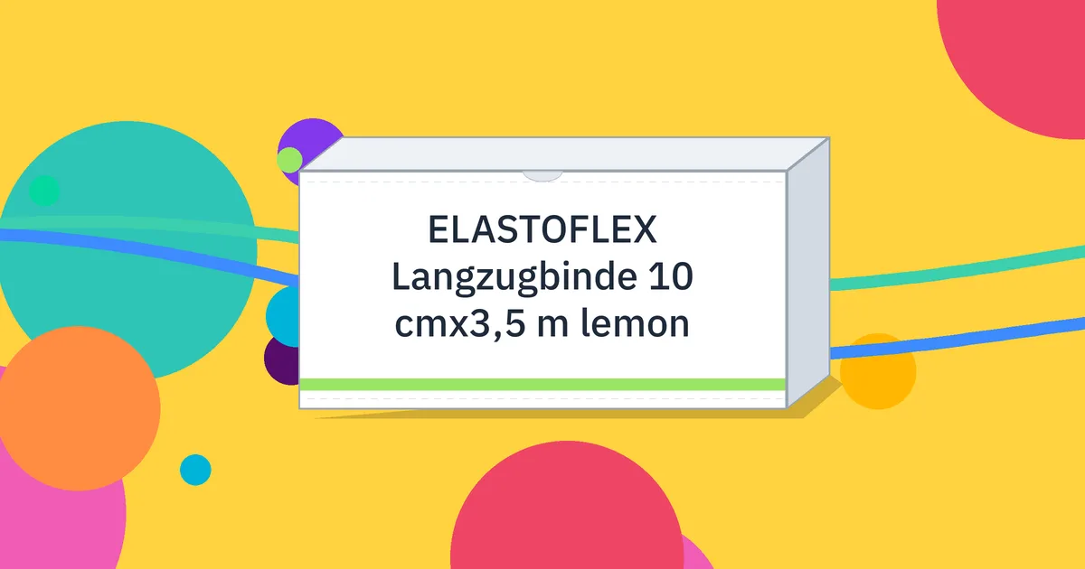 Symbolbild: Packung mit der Aufschrift ELASTOFLEX Langzugbinde 10 cmx3,5 m lemon (PZN 17175301) – Verfügbarkeit und Bezug in Apotheken in Frankfurt am Main