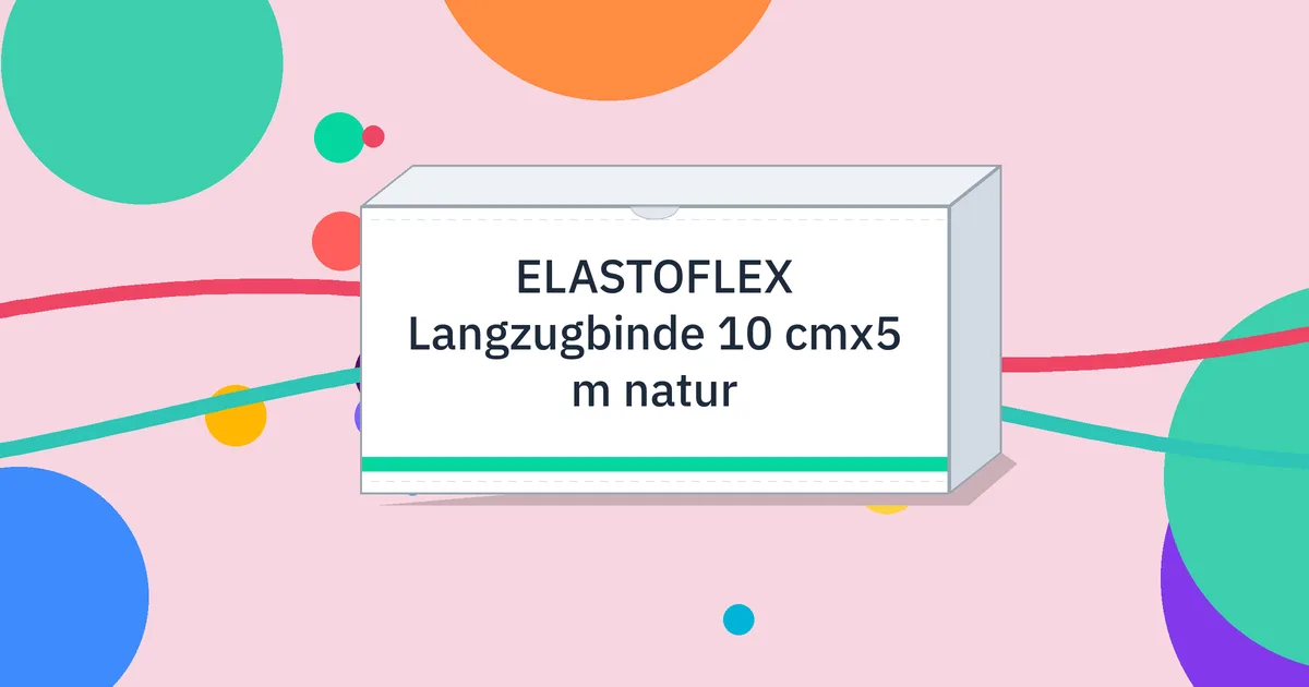 Symbolbild: Packung mit der Aufschrift ELASTOFLEX Langzugbinde 10 cmx5 m natur (PZN 17491953) – Verfügbarkeit und Bezug in Apotheken in Frankfurt am Main